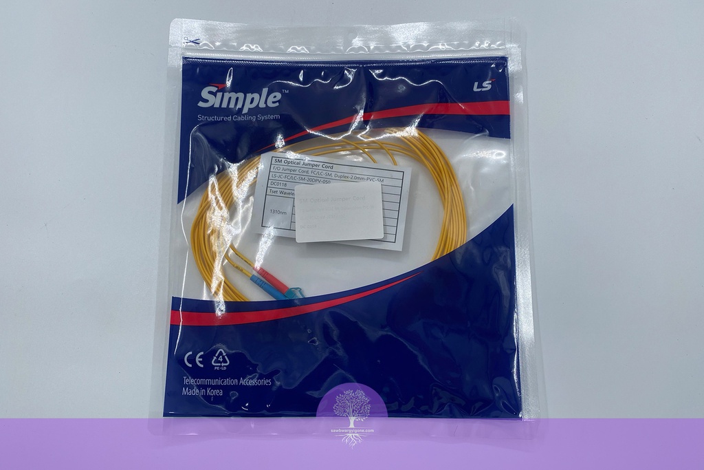 LC-FC-5M (YL), LS Simple Fiber Optic Patch Cord, Single Mode, Duplex ...